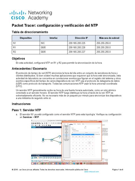 1034 Packet Tracer Configure And Verify Ntp Ilm Pdf Servidor