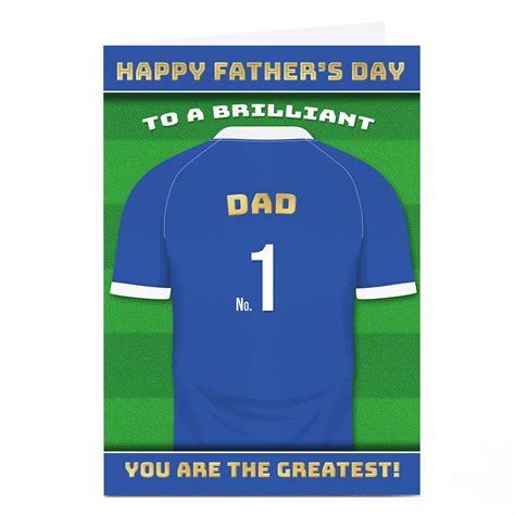 Buy Personalised Get Carter Fathers Day Card Blue Football Shirt Greatest Dad For Gbp 2 49