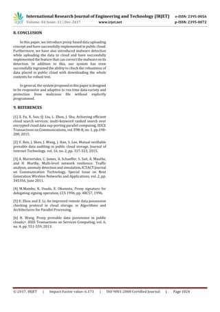 Proxy Oriented Data Uploading Monitoring Remote Data Integrity In Public Cloud PDF
