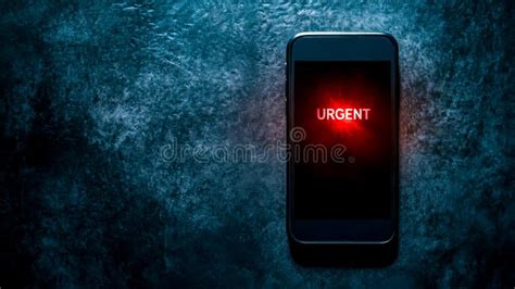 Smartphone Showing Urgent Red Alert Notification On Dark Background Stock Image Image Of