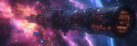 Futuristic Space Station Orbiting A Vibrant Nebula In A Distant Galaxy Premium Ai Generated Image