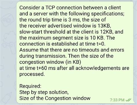 Consider A Tcp Connection Between A Client And A