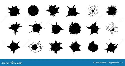 Set Of Cracks Collection Of Different Black Lightning Bolts Earth