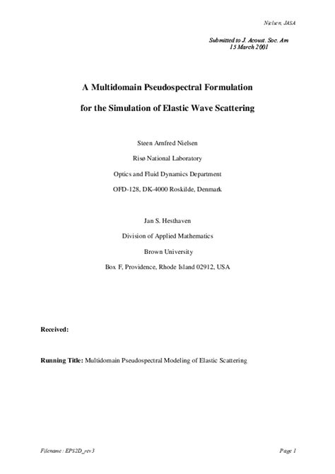 Pdf A Multidomain Pseudospectral Formulation For The Simulation Of