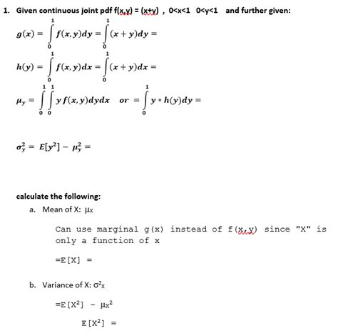 Solved c Covariance σXY E XY μXμY Cant use marginals Chegg com