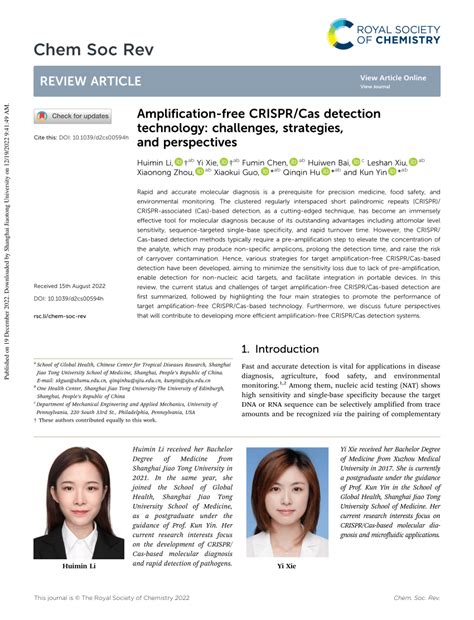 Pdf Amplification Free Crispr Cas Detection Technology Challenges Strategies And Perspectives