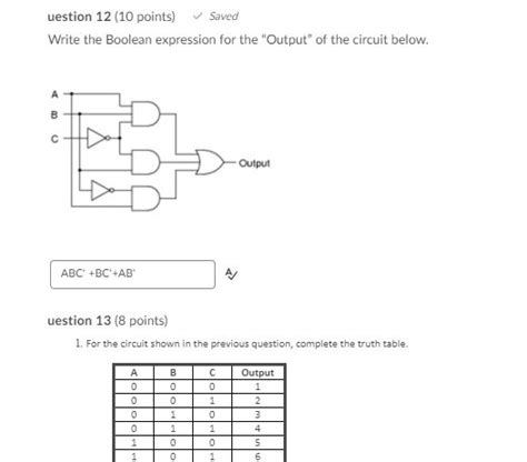 Solved Uestion 12 10 Points Saved Write The Boolean