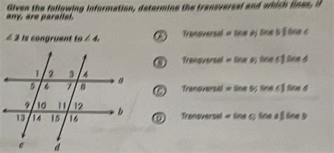 Solved Given The Following Information Determine The Transverssl And Which Lines If Any Are