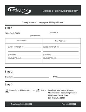 Fillable Online Change Of Billing Address Form Step 1 Step 2 Step 3 DataQuick Fax Email Print