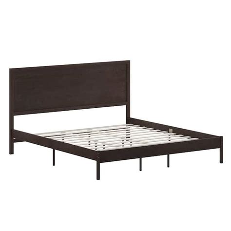 Taylor Logan Brown Wood Frame King Platform Bed With Solid Wood Be 518818 Taylh The Home Depot