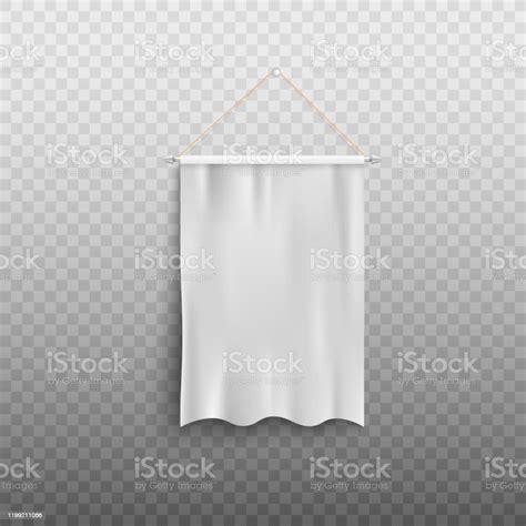 흐르는 실크 패브릭과 빈 현실적인 흰색 페넌트 고립 된 모형 0명에 대한 스톡 벡터 아트 및 기타 이미지 0명 3차원 형태 곡선 Istock