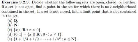 Solved Exercise 3 2 3 Decide Whether The Following Sets Are