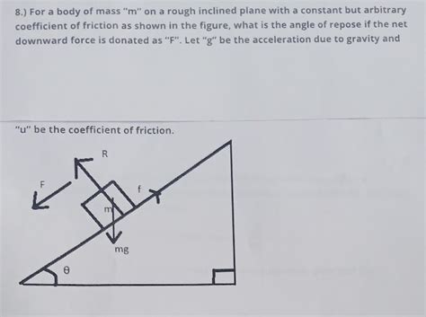 8 For A Body Of Mass M On A Rough Inclined Plane With A Constant But Arbitrary Coefficient Of
