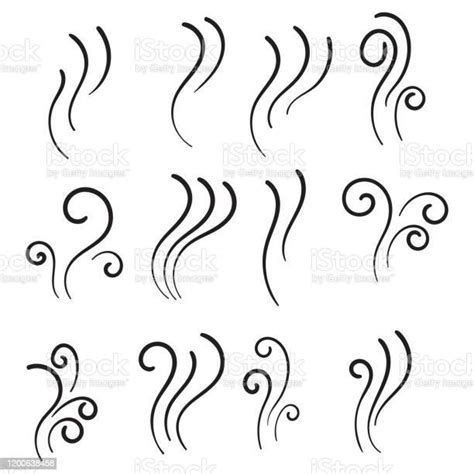 손으로 그린 아로마는 아이콘을 기화 벡터 라인 아이콘 세트 뜨거운 향기 악취 또는 요리 증기 기호 냄새 또는 증기 흡연 또는 냄새 징후 냄새 향기로운에 대한 스톡 벡터 아트