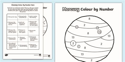 Mercury Colour By Number Quiz Primary Education Resource