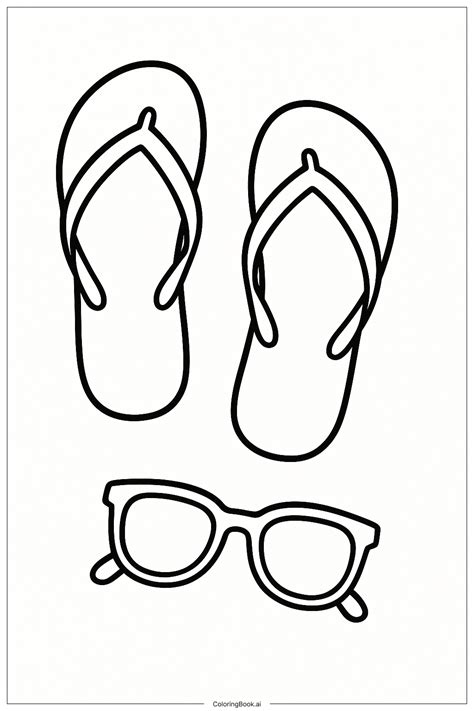Summer Flip Flops And Sunglasses Coloring Page Free Pdfandpng Printable