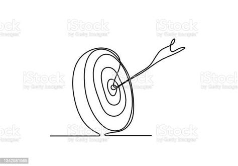 흰색 배경에 연속 선 그리기로 대상 원에 추상 화살표 개념에 대한 스톡 벡터 아트 및 기타 이미지 개념 겨냥 결심 Istock
