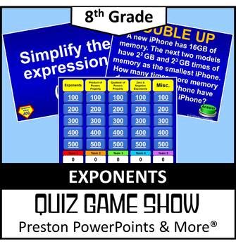 Th Quiz Show Game Exponents In A PowerPoint Presentation TpT