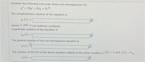 Solved Consider The Following 2 Nd Order Linear