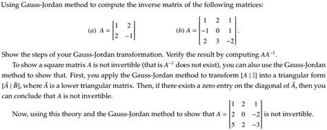solved using gauss jordan method to compute the inverse matrix of the