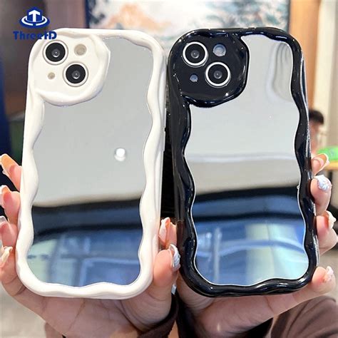 เคสโทรศัพท์มือถือแบบนิ่ม กันกระแทก พร้อมกระจก สีครีม แฟชั่น สําหรับ