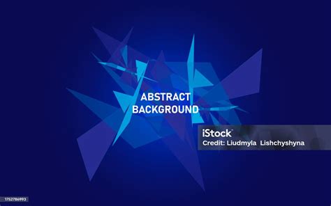 다양한 크기와 투명도의 무작위 삼각형의 추상적인 파란색 배경입니다 개념적 기술 텍스트를 위한 공간 3d 벡터 일러스트 레이