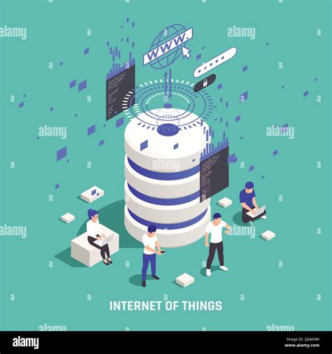 IOT Isometric Composition With People Internet Equipment And Internet