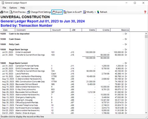 sage 50 canada export the general ledger mindbridge english us