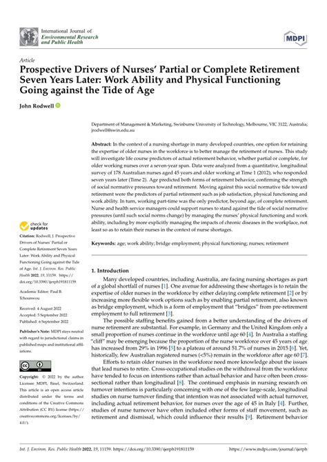 Pdf Prospective Drivers Of Nurses Partial Or Complete Retirement