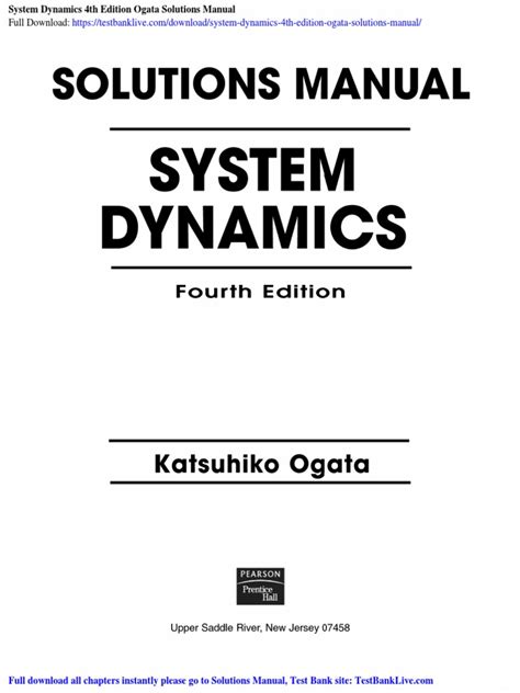 System Dynamics 4th Edition Ogata Solutions Manual Pdf