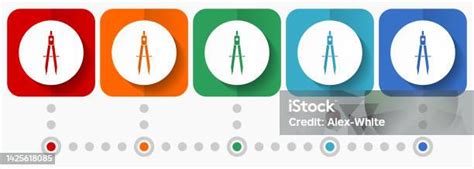 지오메트리 교육 벡터 아이콘 인포그래픽 템플릿 6가지 색상 옵션의 플랫 디자인 기호 세트 It 지원에 대한 스톡 벡터 아트 및
