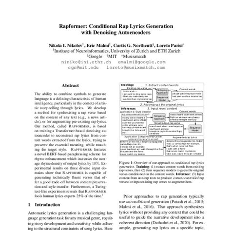 Rapformer Conditional Rap Lyrics Generation With Denoising