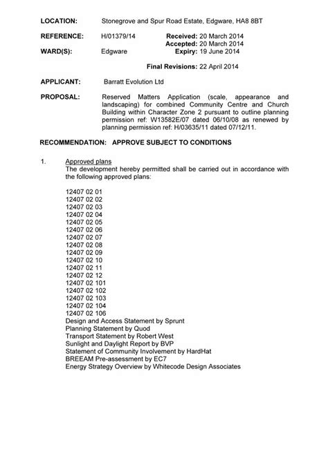 Pdf Reference H 01379 14 Received Ward S … Location Stonegrove And Spur Road Estate