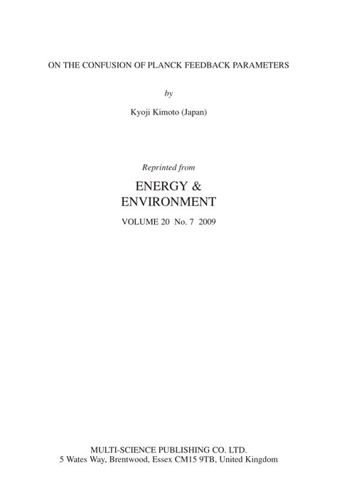 Pdf On The Confusion Of Planck Feedback Parameters