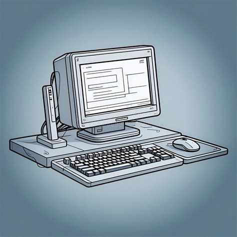Retro Computer Setup In A Digital Illustration Stock Illustration