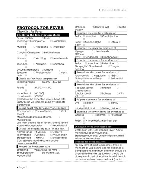 Protocol For Fever Docx