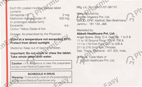 Gluformin G 2mg New Strip Of 15 Tablets Uses Side Effects Price