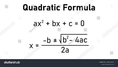 Quadratic Equation Standard Form Quadratic Formula Stock Vector