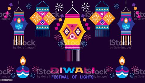 인도 전통 축제 디왈리 조명의 행복한 축제 배너 포스터 인사말 카드를위한 Deepavali 템플릿 축제 불타는 디야 그래픽 디자인 배경 벡터 추상 평면 그림 디왈리에 대한