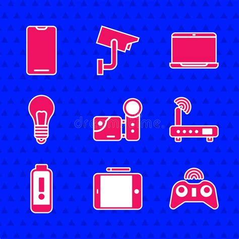 Set Cinema Camera Graphic Tablet Wireless Gamepad Router And Wi Fi Signal Battery Charge