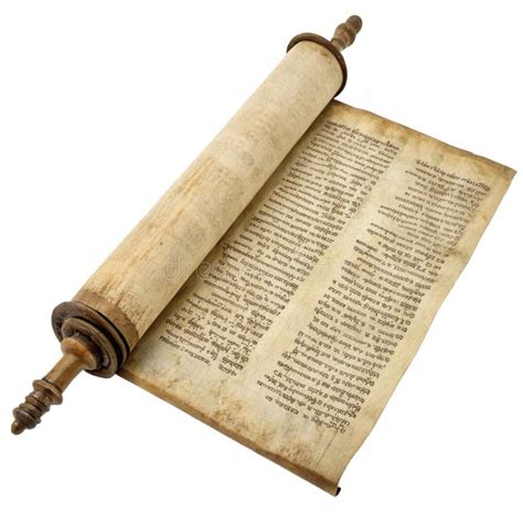 Ancient Scroll With Writing Isolated On White Background Stock
