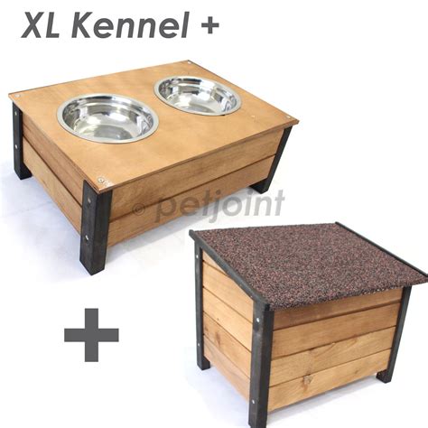 Xl Extra Large Wooden Outdoor Kennel Peak Roof Food Bowl Storage Box