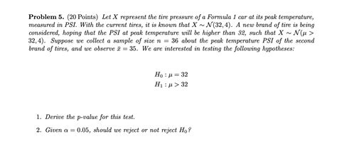 solved problem 5 20 points let x represent the tire