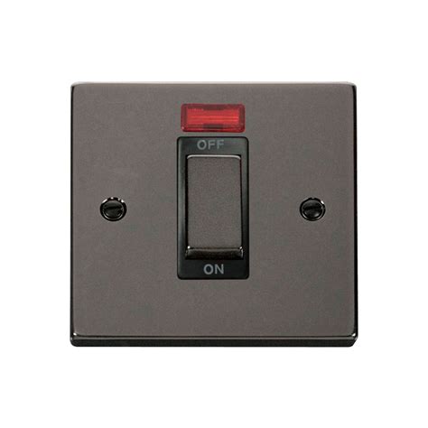 Scolmore Vpbn501bk 45a Ingot 1 Gang Double Pole Plate Switch With Neon Black Nickel