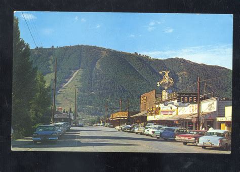 Jackson Wyoming Downtown Street Scene Old Cars Vintage Postcard Stores