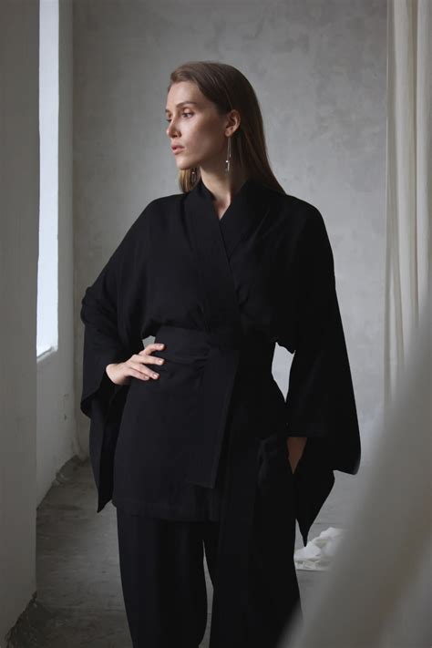 Черное платье-кимоно японское кимоно короткое длинное - Etsy | Black ...