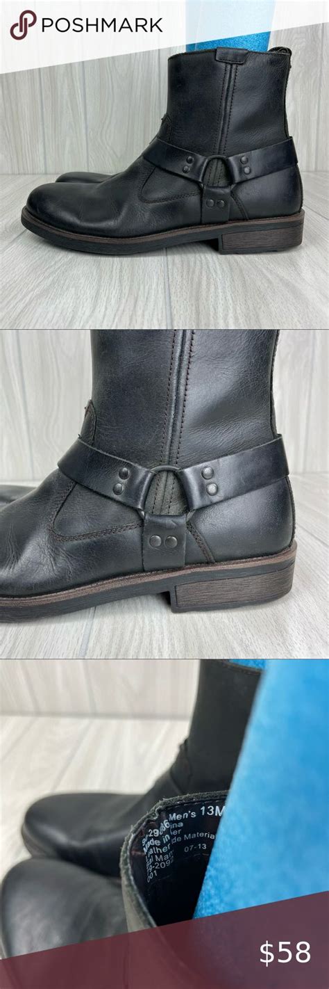 Dockers Black Leather Harness Boots Ankle Height Mens 13 Harness