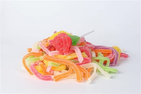 Premium Photo Rose Leaf Shape Long Soft Colorful Chewy Sugary Sour