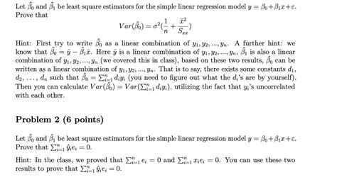 Solved п Xx Let ßo And ĝi Be Least Square Estimators For