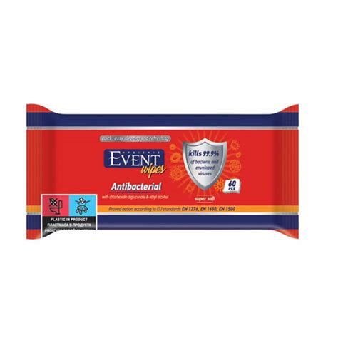 Event Мокри кърпи антибактериални с алкохол 60 броя